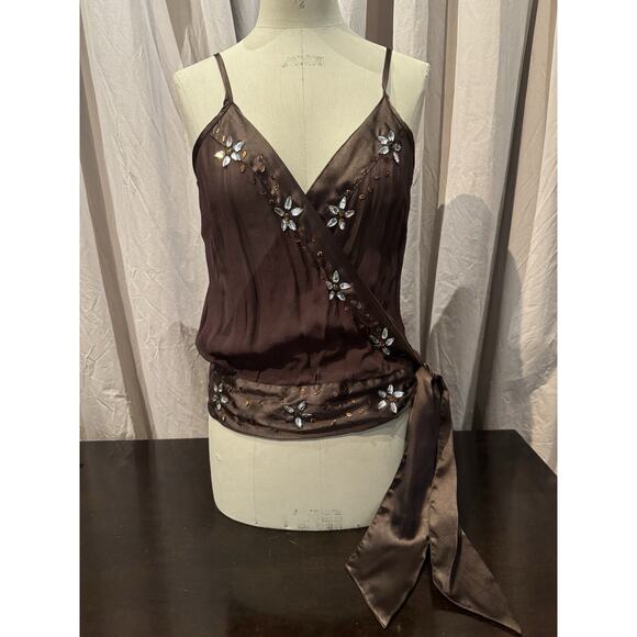 Lipsy | Tops | Vintage Lipsy London Embroidered Beaded Top With Satin ...